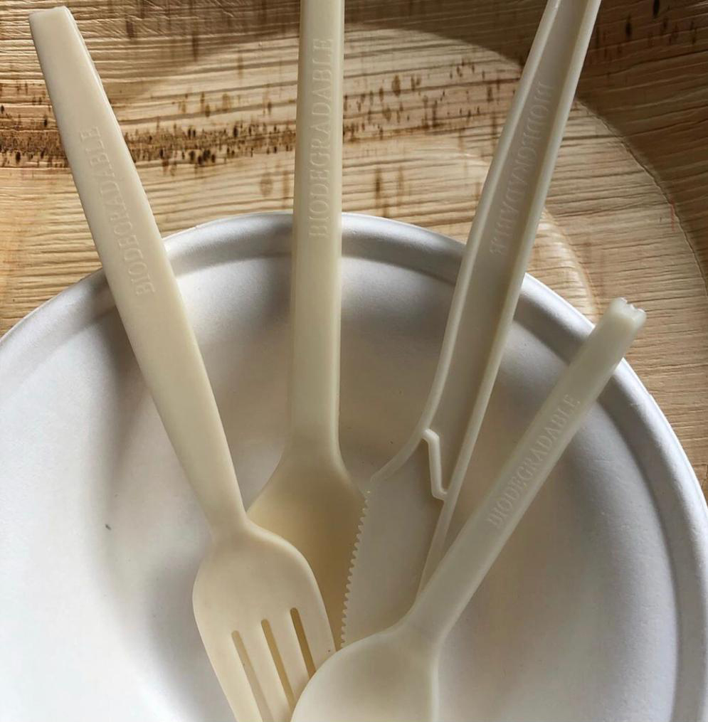 Bioplastique: Cuillère biodégradable amidon 16cm